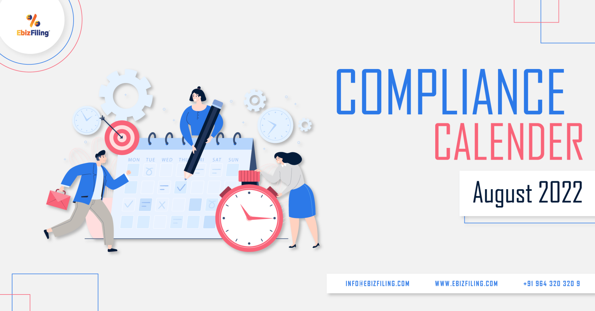 Compliance Calendar for the Month of August, 2022 | Ebizfiling