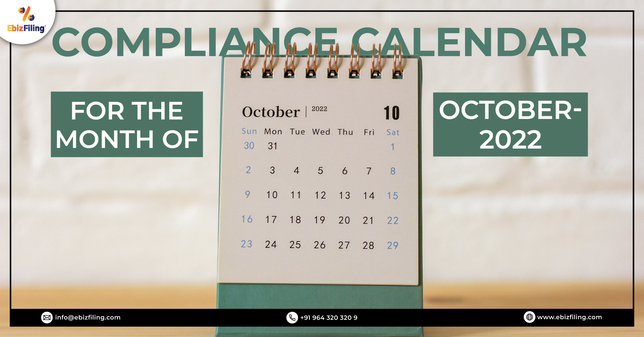 Compliance Calendar For The Month Of October 2022 Ebizfiling Compliance Calendar For The Month Of October 2022 Ebizfiling